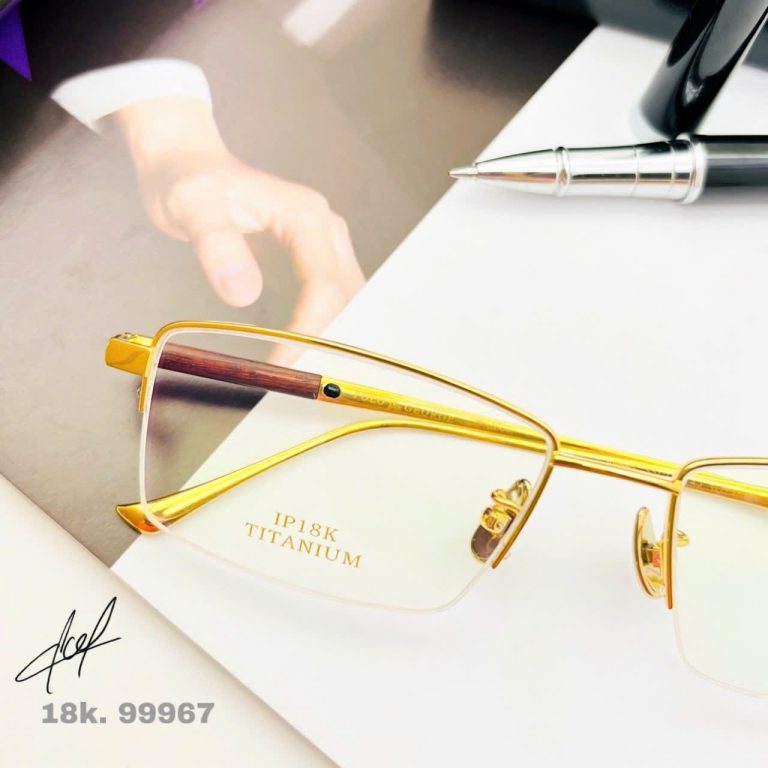 Gọng kính cận Polo George titanium mạ vàng 24k V642 - Vua kính cận